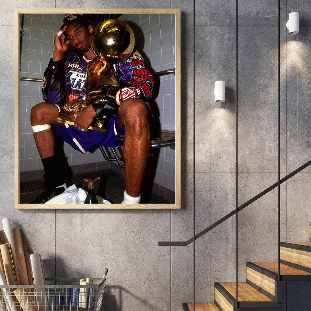 Kobe With Cup Wall Art, Kobe Sad Poster, Sports Wall Art, Basketball ...