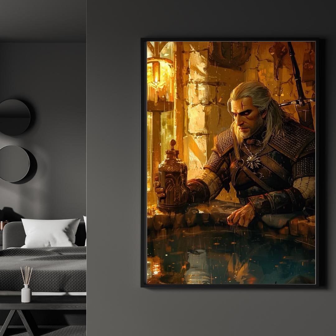 The Witcher Geralt of Rivia Illustration Wall Art, Geralt of Rivia ...