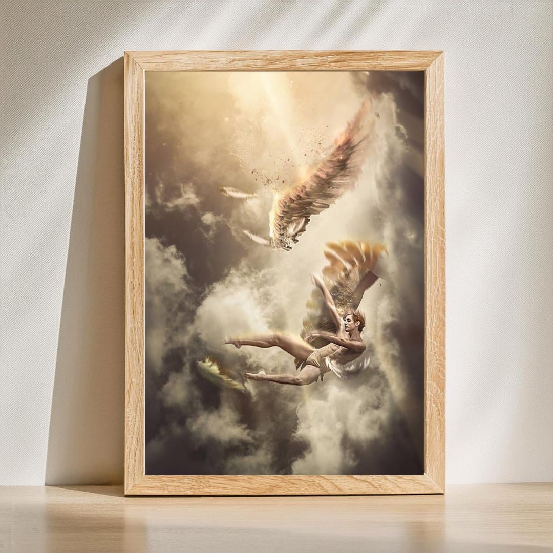 Icarus Illıstration Wall Art, Greek God Illustrarion Wall Art, Icarus ...