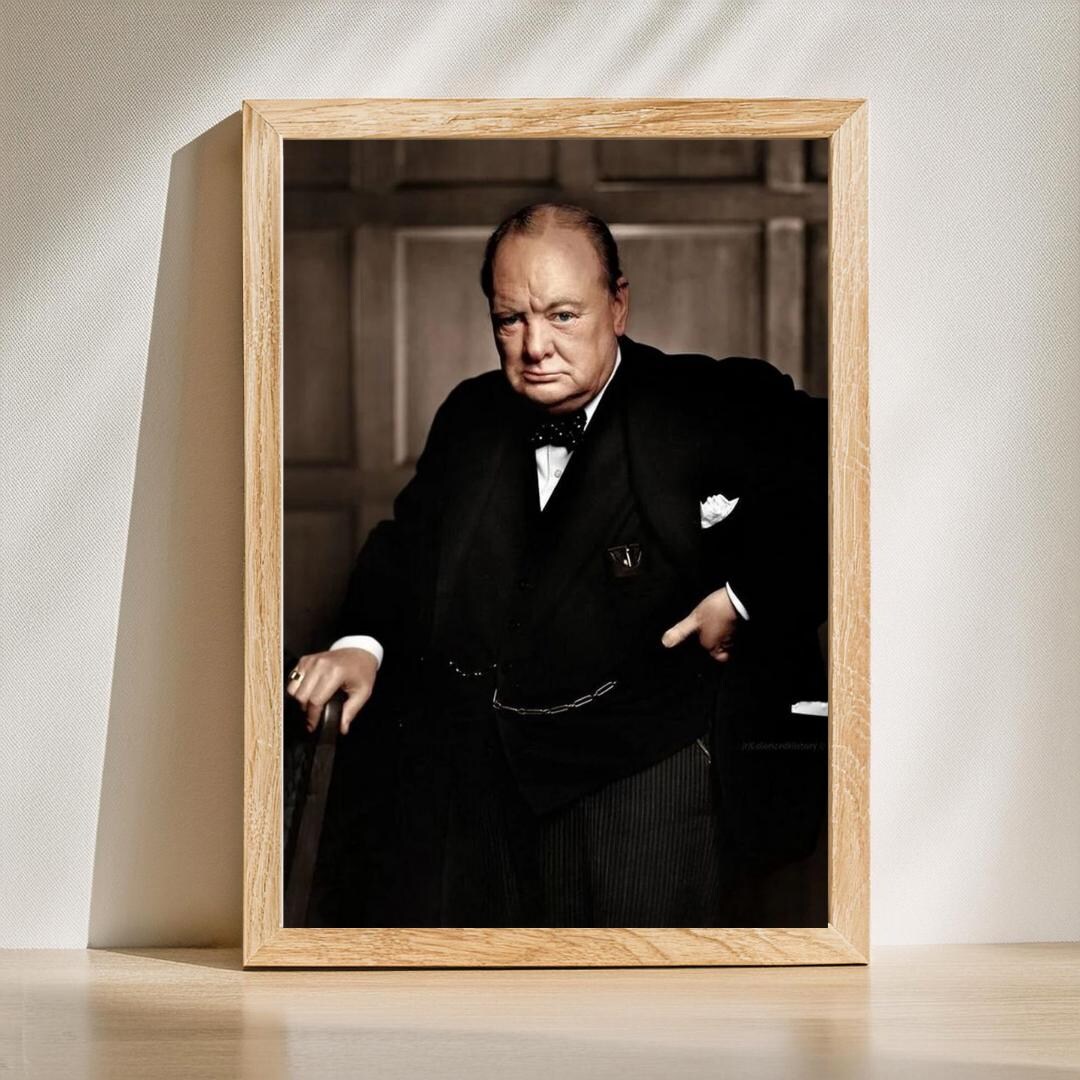 Winston Churchill Portrait Wall Art, Winston Churchill Canva, Winston ...