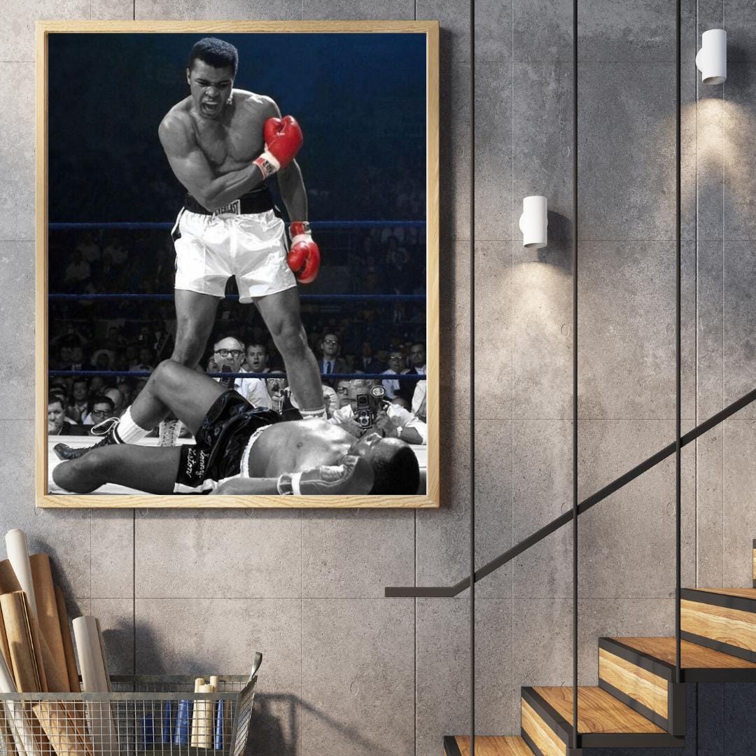 Muhammad Ali White-black Wall Art,muhammad Ali White-black Poster,fight ...