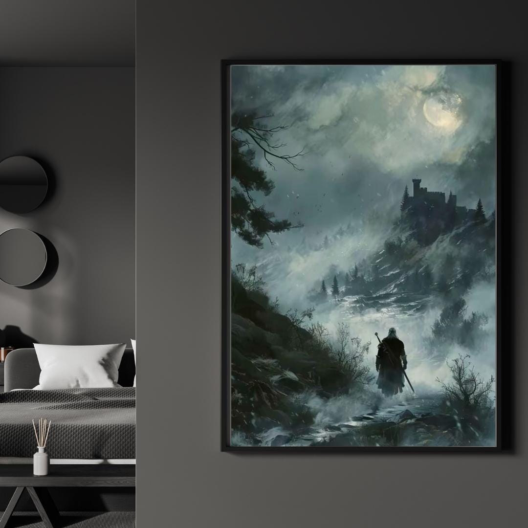 The Witcher Geralt of Rivia Illustration Wall Art, Geralt of Rivia ...