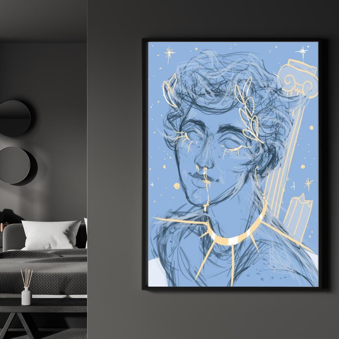 Apollo Illıstration Wall Art, Greek God Illustrarion Wall Art, Apollo ...