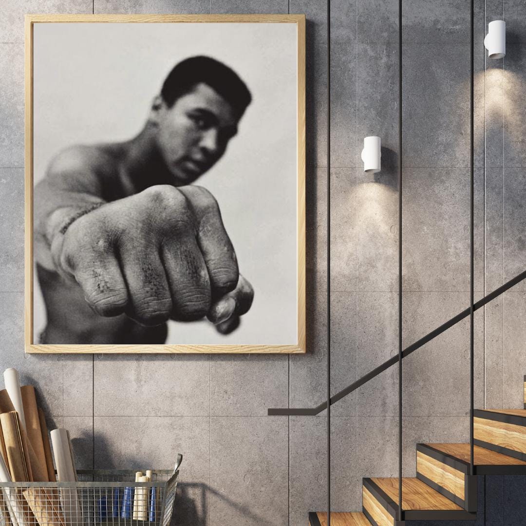 Muhammad Ali Punch Wall Art,muhammad Ali White-black Poster,fight in ...