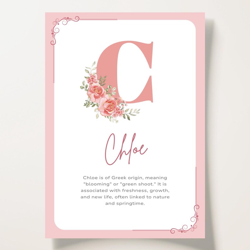 Chloe Name Floral Print, Multiple Colour Options, Nursery Decor - Etsy