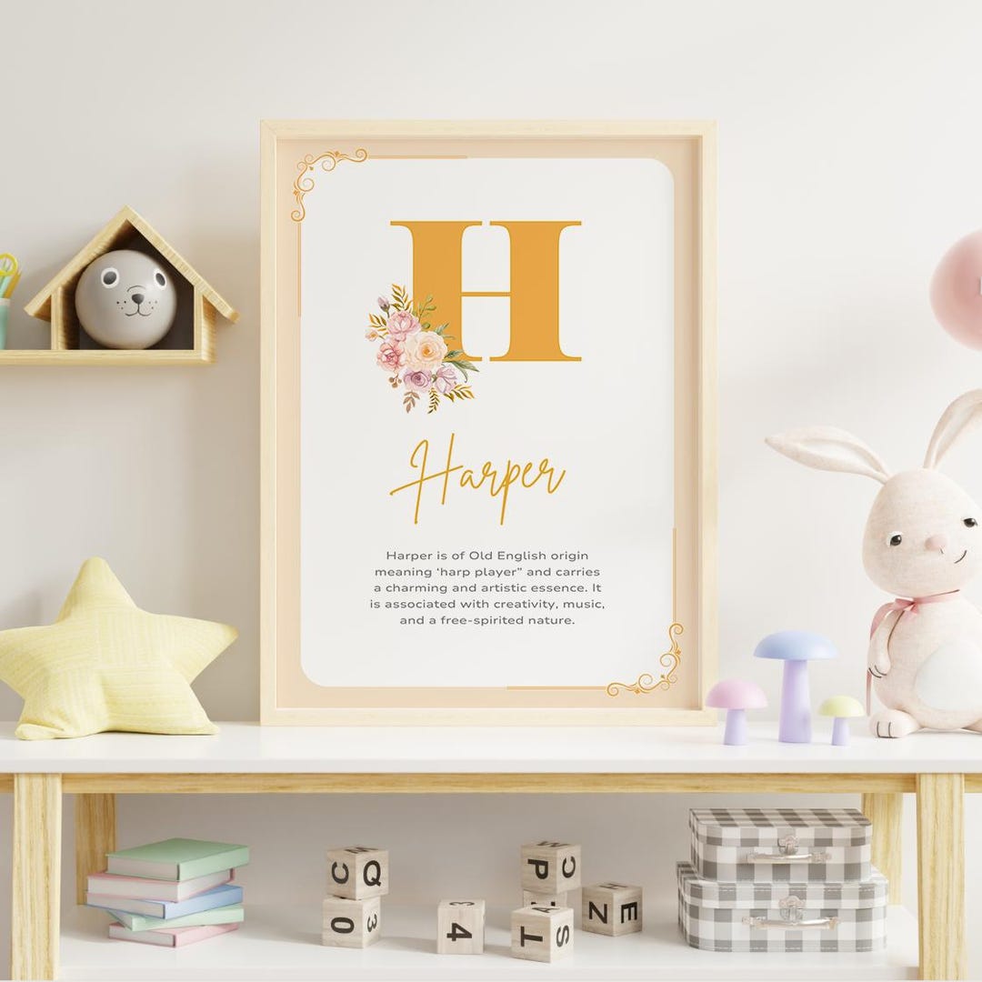 Harper Name Floral Print, Multiple Colour Options, Nursery Decor - Etsy