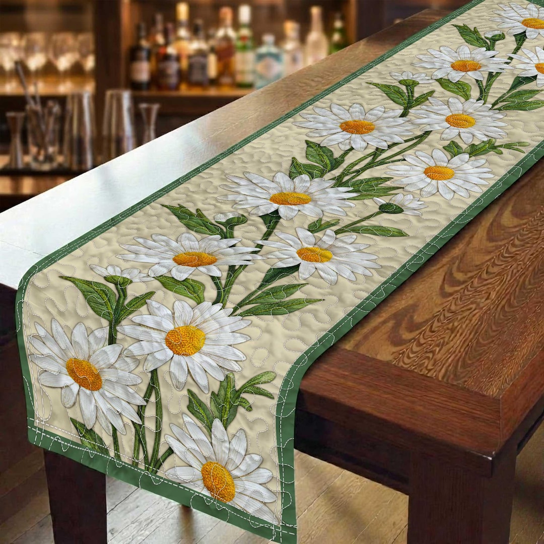 Daisy Floral Table Runner, Farmhouse Kitchen Table Decor, Spring Garden ...