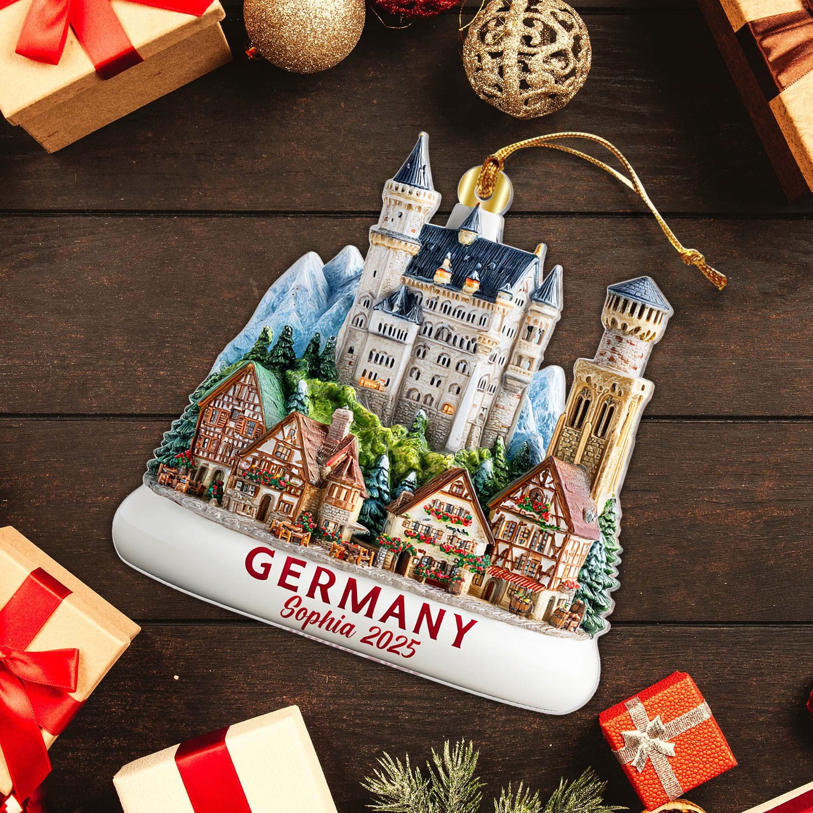Personalized Germany 2D Flat Ornament, Custom Acrylic Travel Memory ...