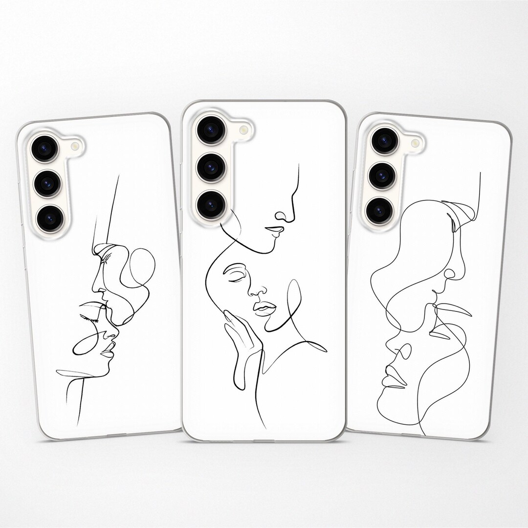 One Line Art Phone Case Aesthetic Drawing Cover Fits Samsung S25 S24 ...