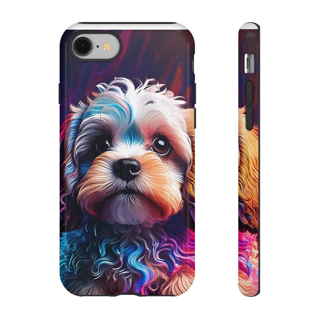 Colorful Maltipoo Puppy Phone Case, Shockproof Wireless Charging ...