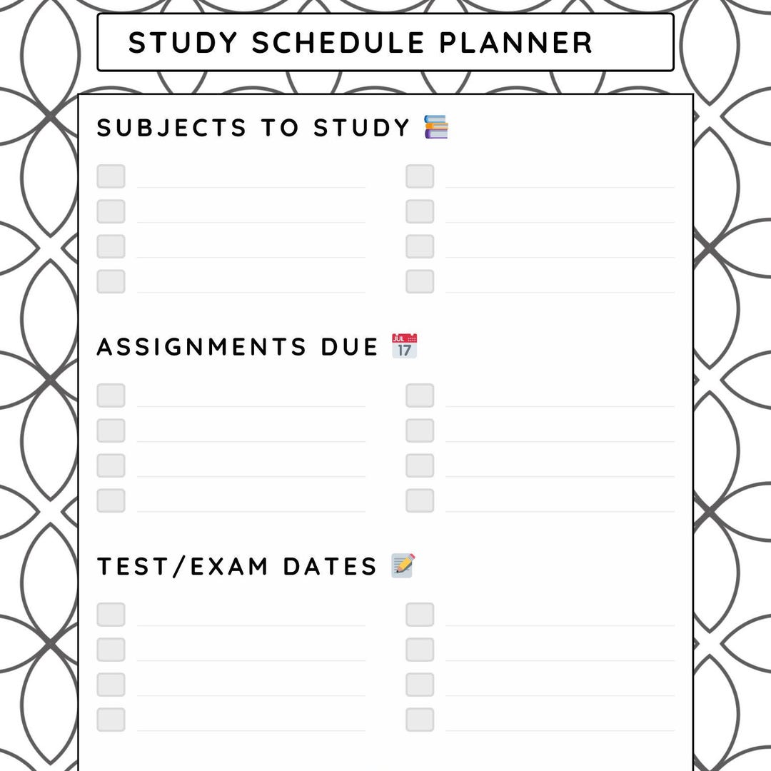 Study Schedule Planner Template – Printable & Digital Download for ...