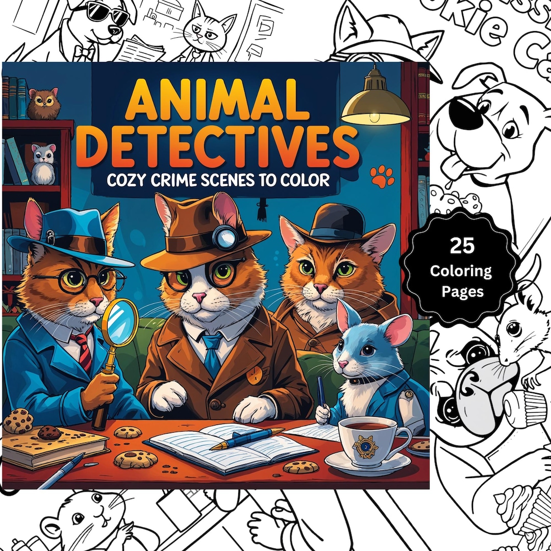Animal Detectives: Cozy Crime Scenes to Color | Whimsical Mystery ...