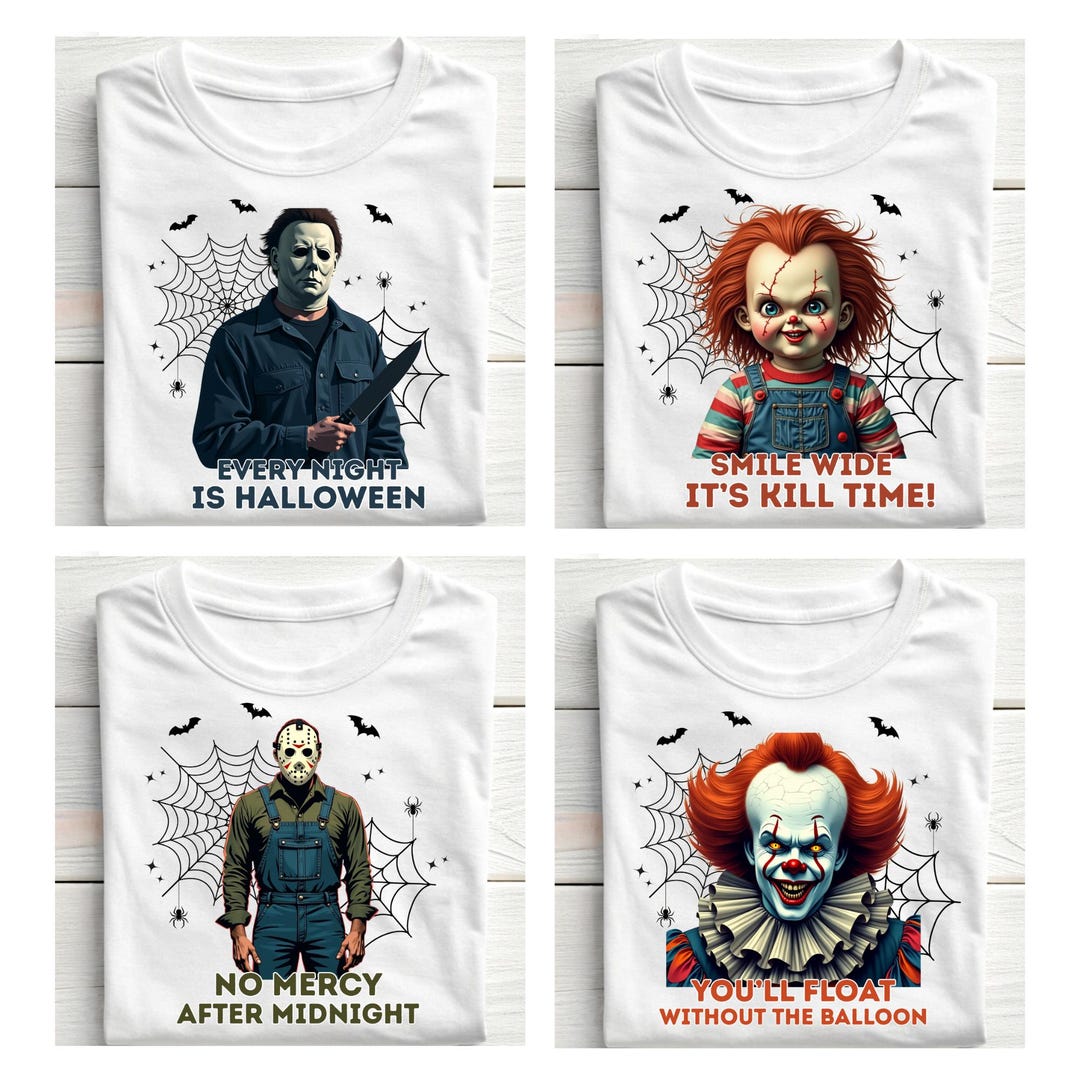 Retro Horror Movie Villains PNG Bundle - Halloween Slasher Icons ...