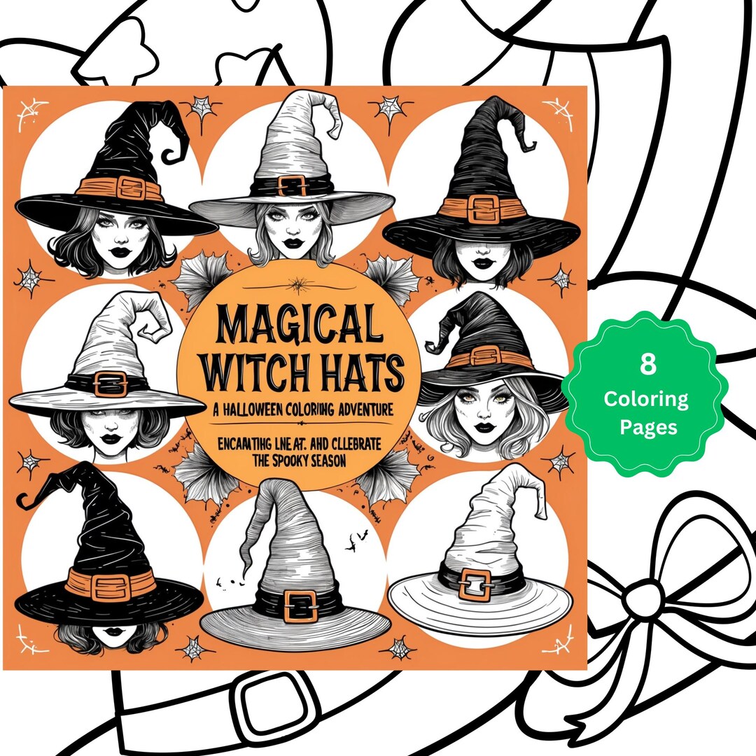 Magical Witch Hats: A Halloween Coloring Adventure | Enchanting Line ...