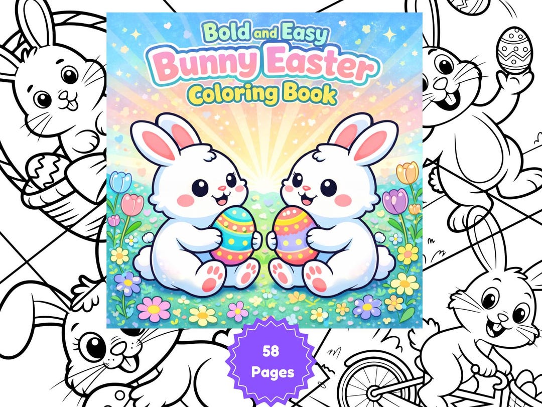 Bunny Easter Coloring Book – Bunny Egg Hunt Pages - Etsy