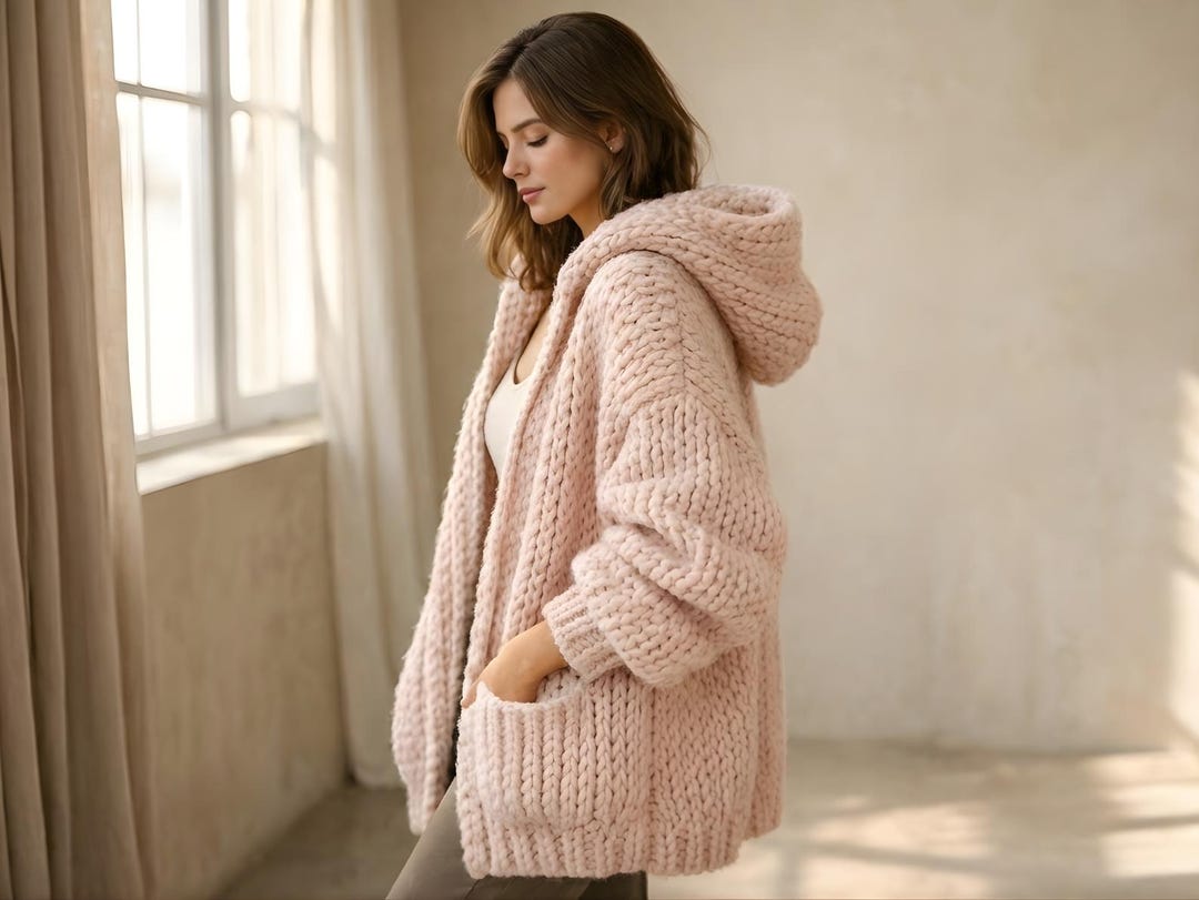 Chunky Hooded Ariana Cardigan Knitting Pattern – Easy Beginner Hoodie ...