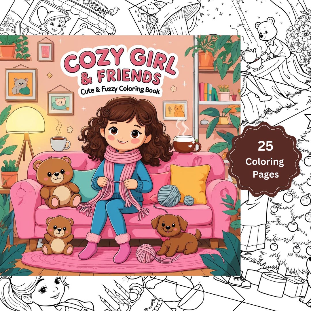 Cozy Girl Coloring Books, Cute Girl Coloring, Hygge Coloring Book ...