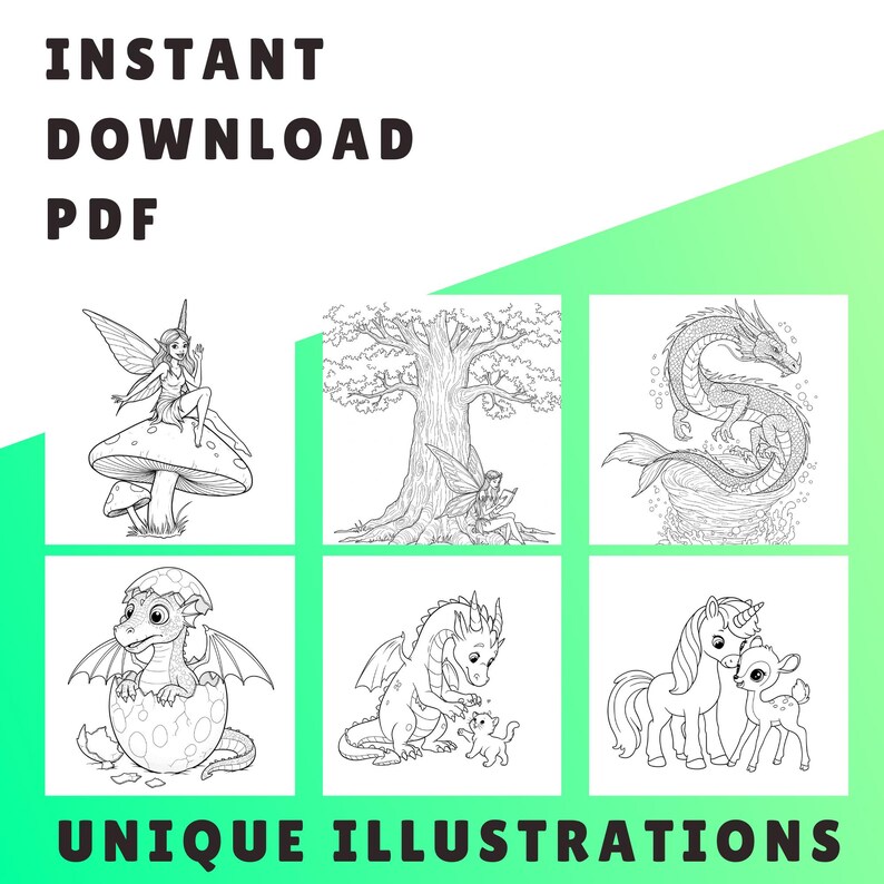Fantasy and Mythical Creatures Coloring Book | Coloring Pages | Fairy ...