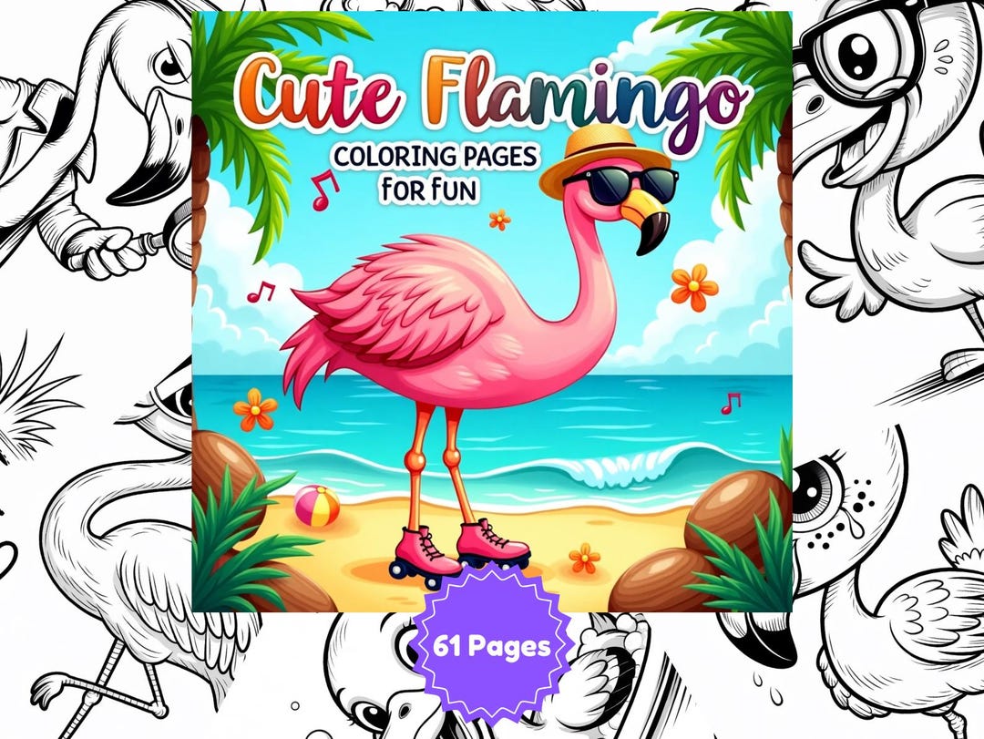 Flamingo Coloring Pages for Fun, Instant Download, Flamingo PDF ...
