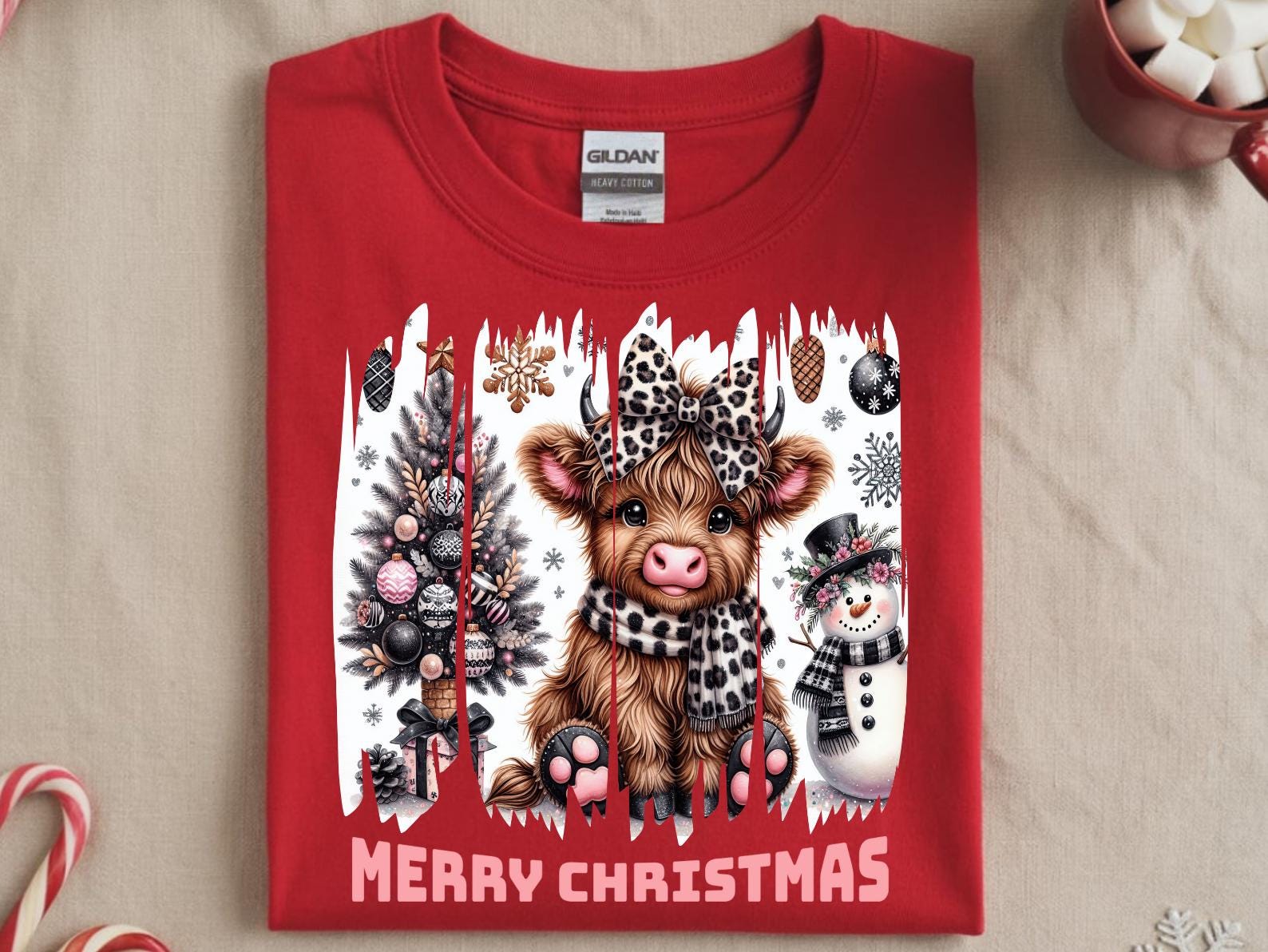 Highland Cow With Snowman PNG – Cozy Winter Christmas Sublimation ...