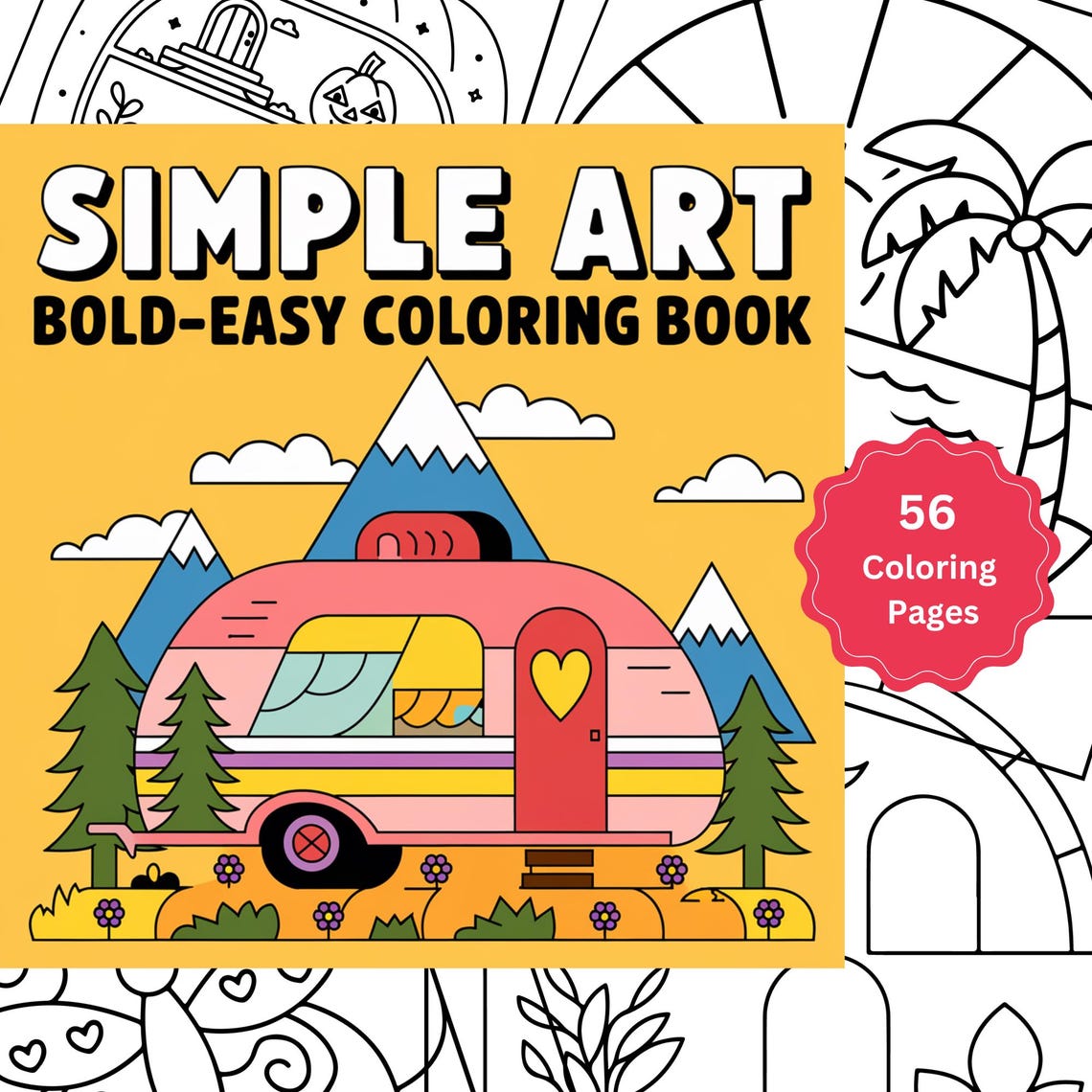 Simple Art Coloring Book, Kawaii Simple Art Coloring Book, Easy ...