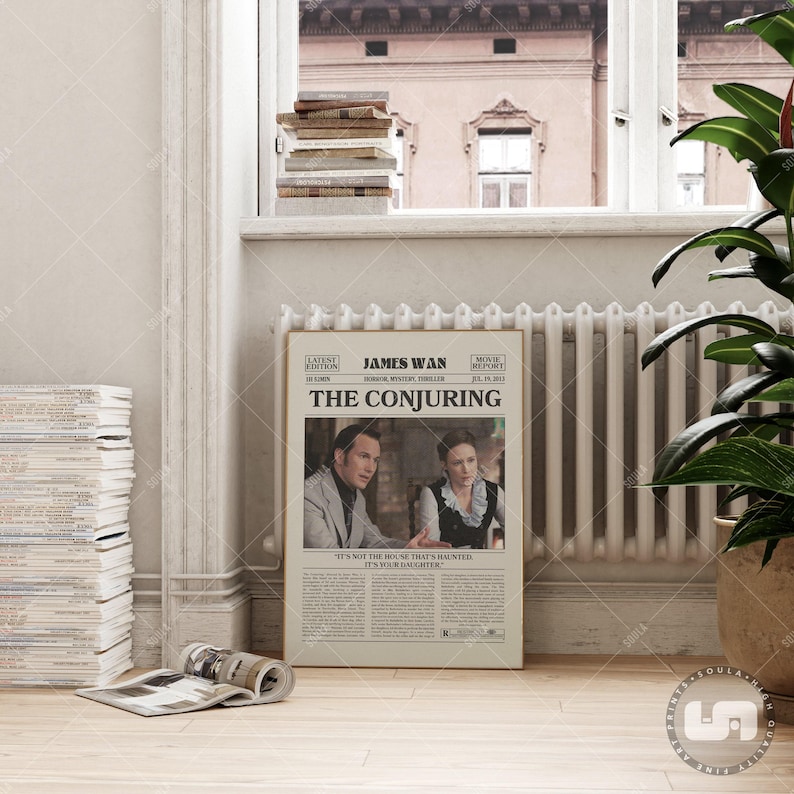 The Conjuring Poster, James Wan, Movie Poster, Retro Newspaper, Black ...