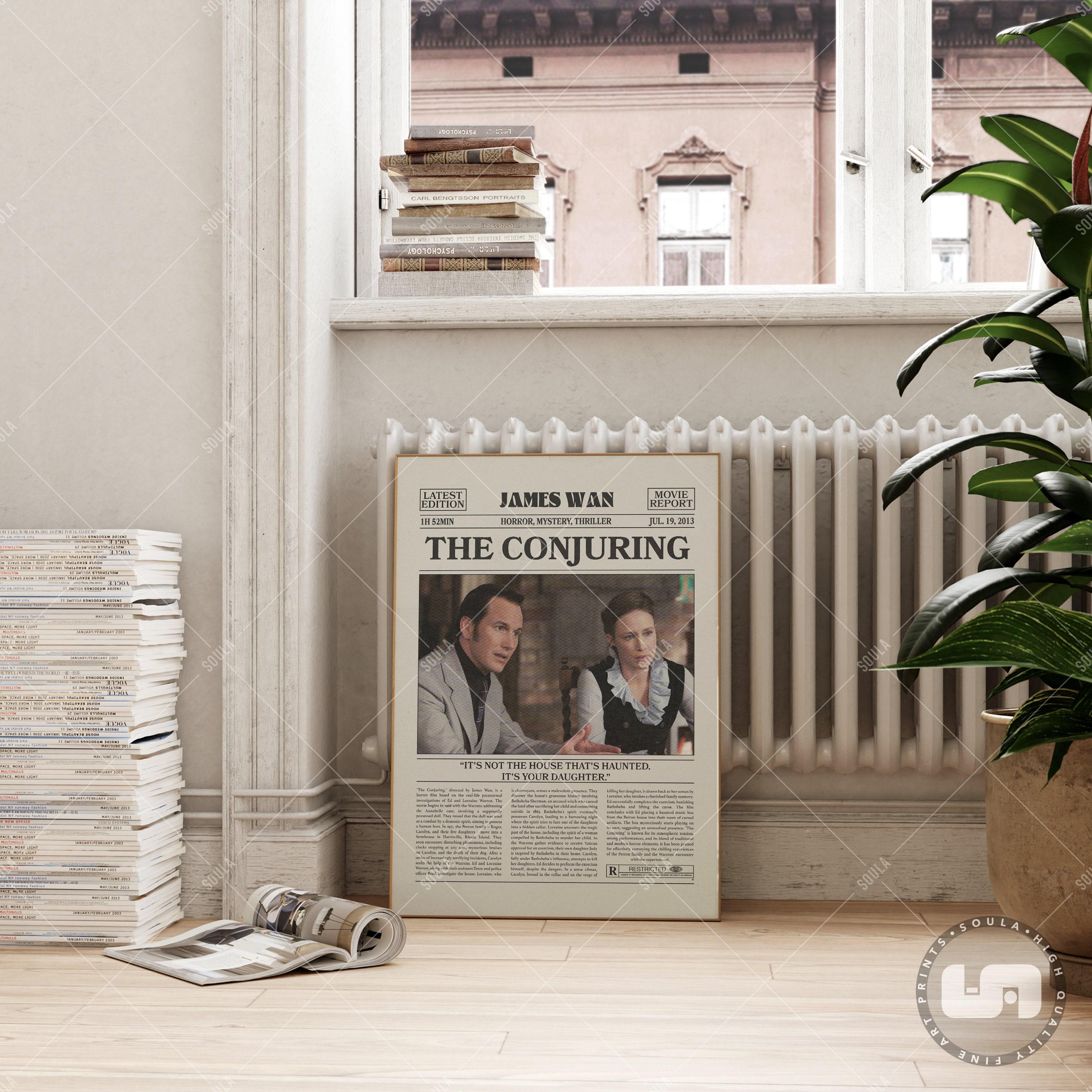 The Conjuring Poster, James Wan, Movie Poster, Retro Newspaper, Black ...