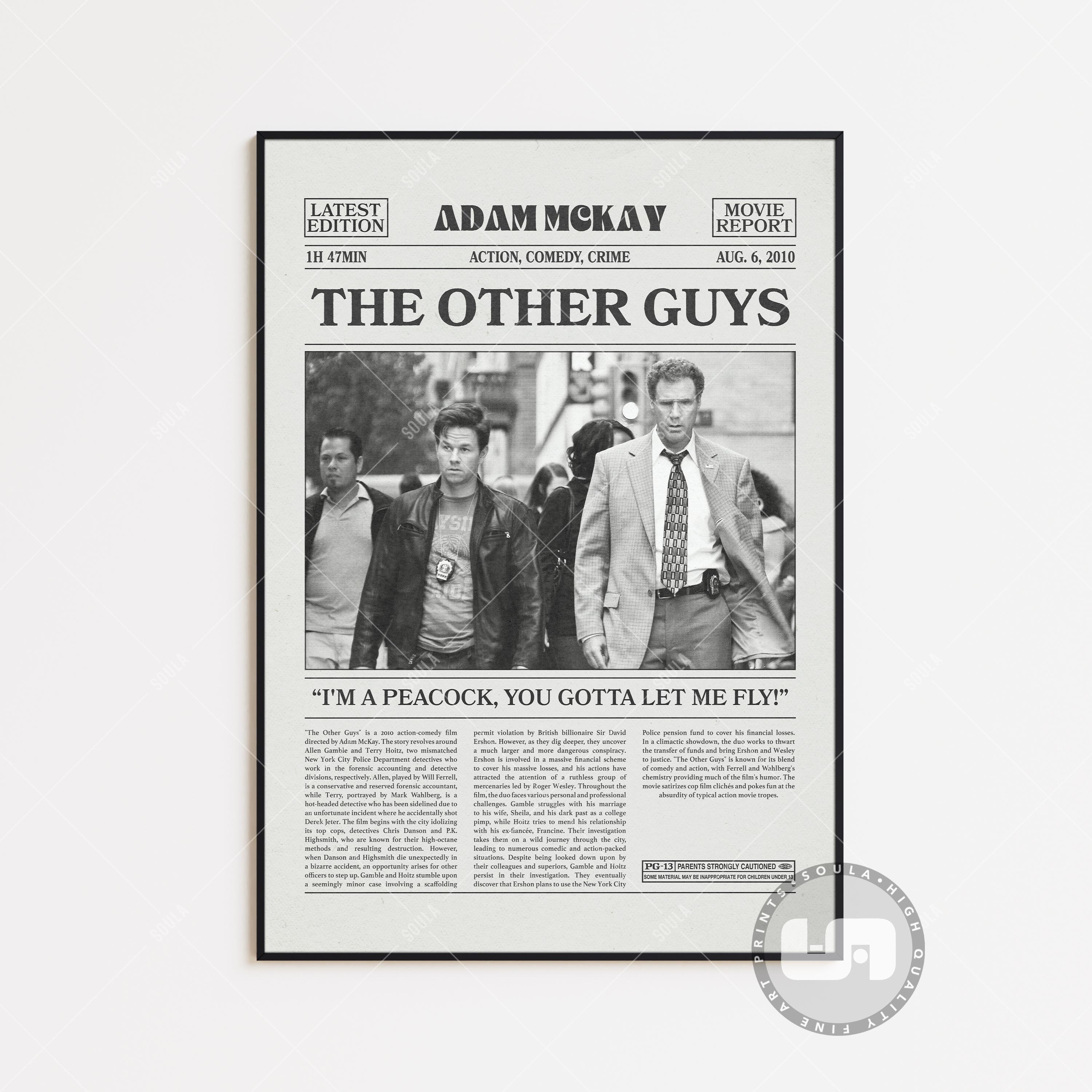 The Other Guys Poster, Adam Mckay, Movie Poster, Retro Newspaper, Black ...