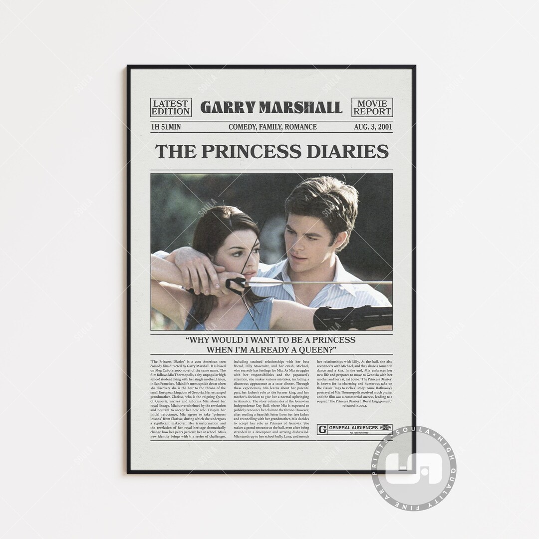 The Princess Diaries Poster, Garry Marshall, Movie Poster, Retro ...