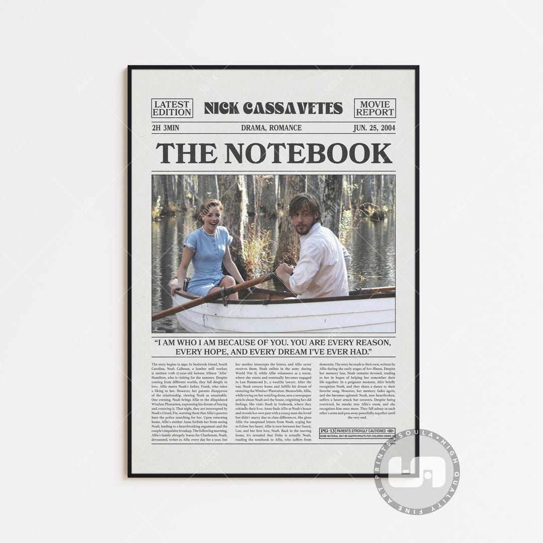 The Notebook Movie Poster: Retro Newspaper Style Art Print - Etsy