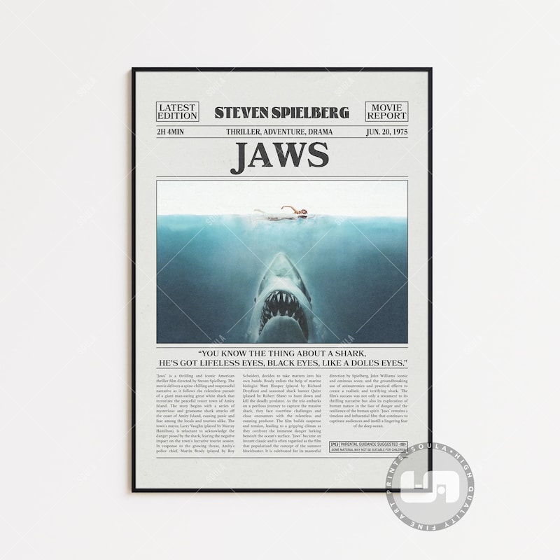 Jaws Poster Etsy