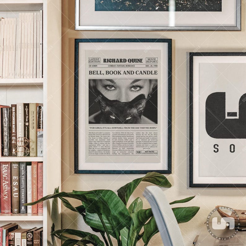 Bell, Book and Candle, Richard Quine, Retro Newspaper Movie Poster ...