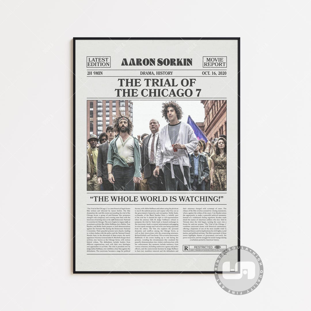 The Trial of the Chicago 7 Movie Poster, Legal Drama Print for Lawyer ...