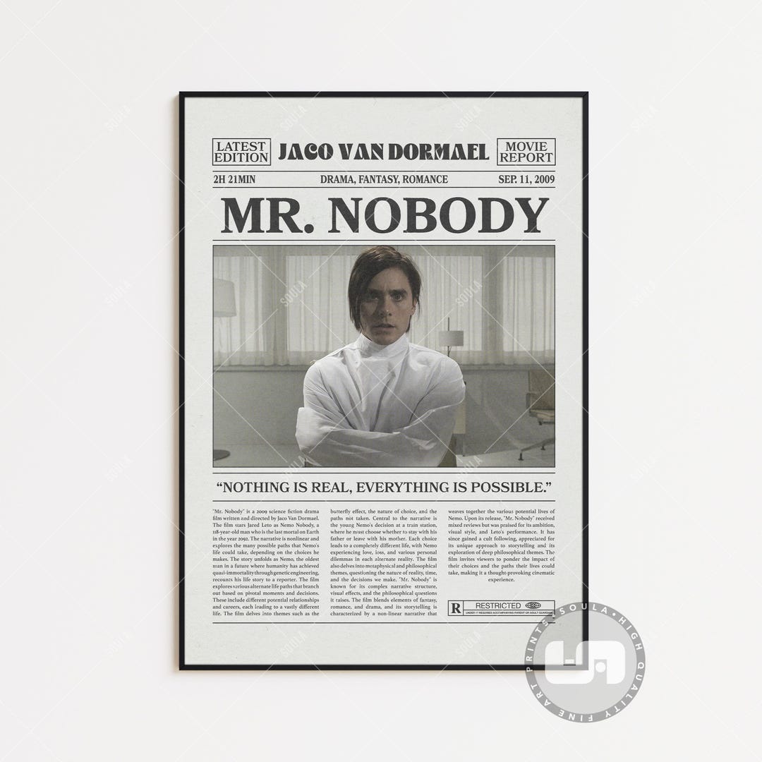 Mr. Nobody Poster, Jaco Van Dormael, Movie Poster, Retro Newspaper ...