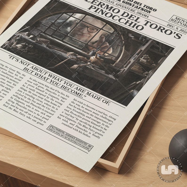 Guillermo Del Toro's Pinocchio Poster, Retro Newspaper Movie Poster ...
