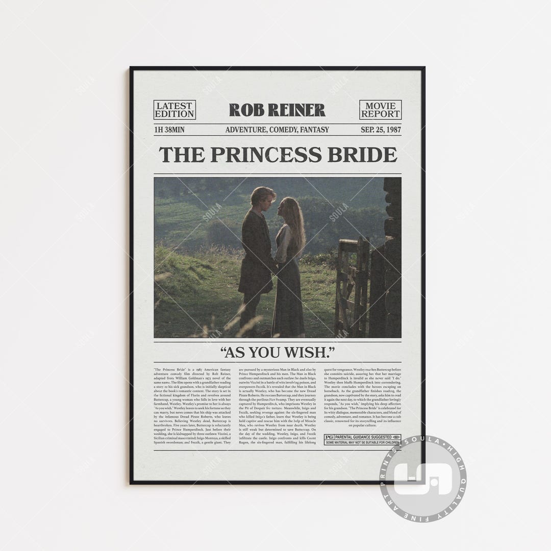 The Princess Bride Poster, Rob Reiner, Movie Poster, Retro Newspaper ...