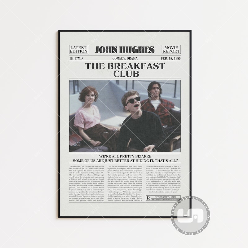 The Breakfast Club Poster - Etsy