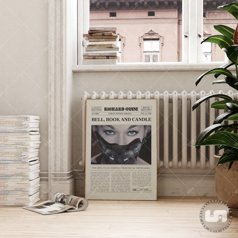 Bell, Book and Candle, Richard Quine, Retro Newspaper Movie Poster ...