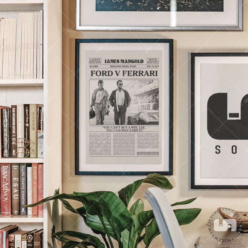 Ford V Ferrari Poster, James Mangold, Retro Newspaper Movie Poster ...