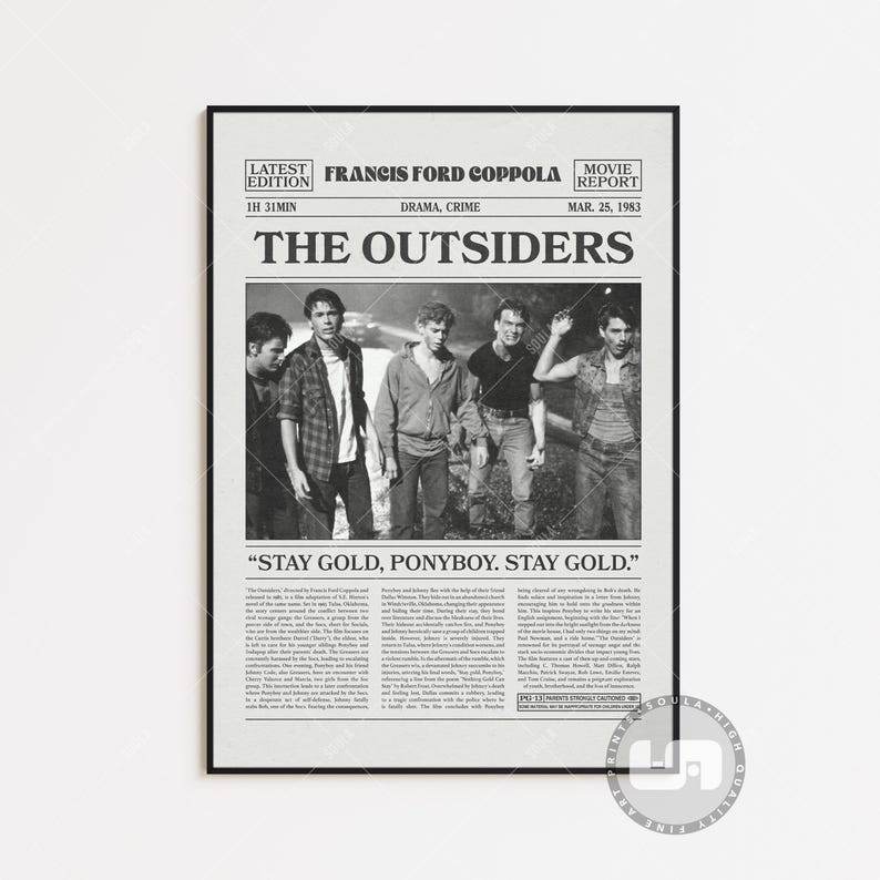 The Outsiders Poster, Francis Ford Coppola, Movie Poster, Retro ...