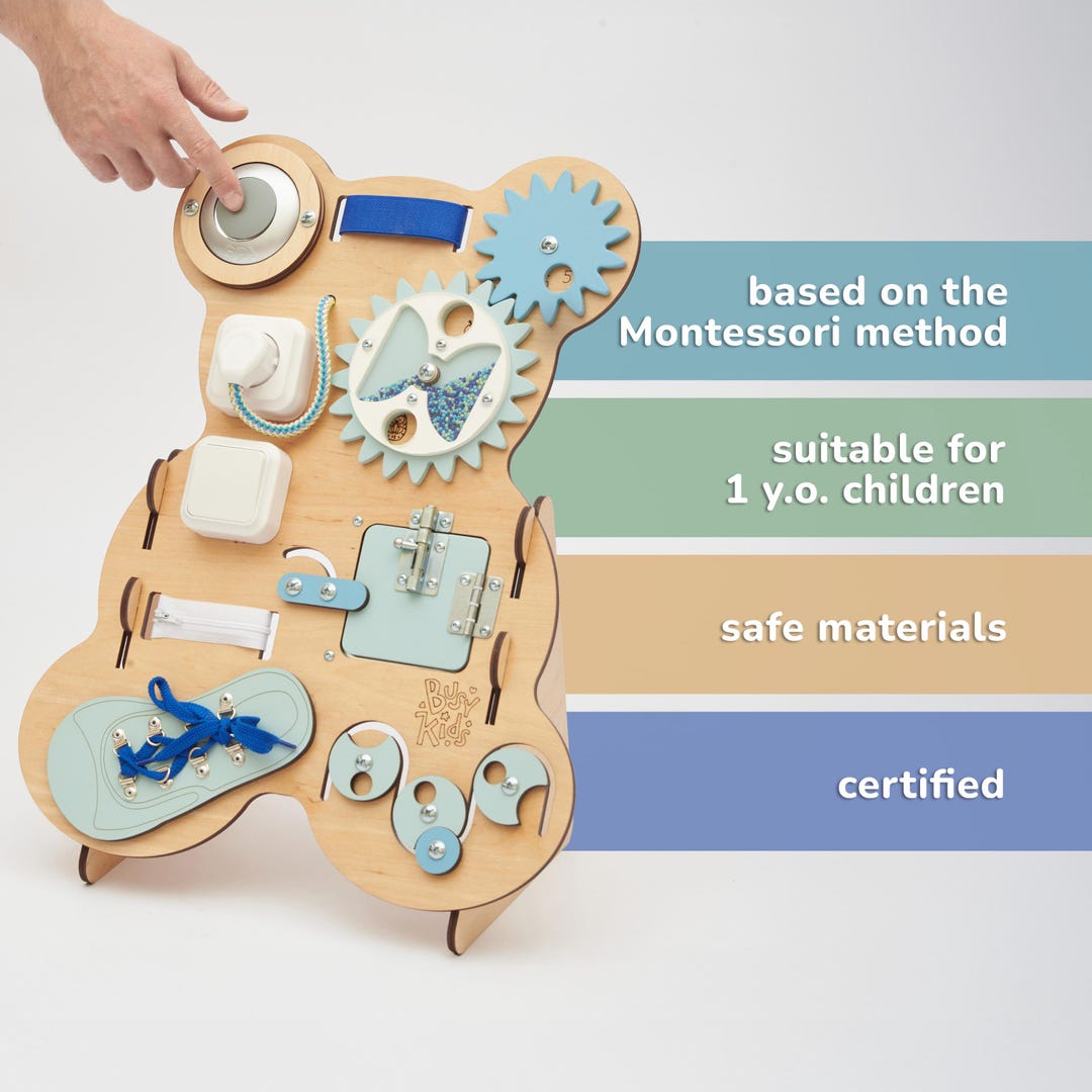Montessori Activity Board | Busy Board Bear | Sensory Toy for Toddlers ...