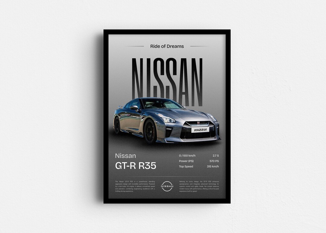 Nissan GTR R35, Car Decor, Sports Car Wall Art, Automotive Decor ...