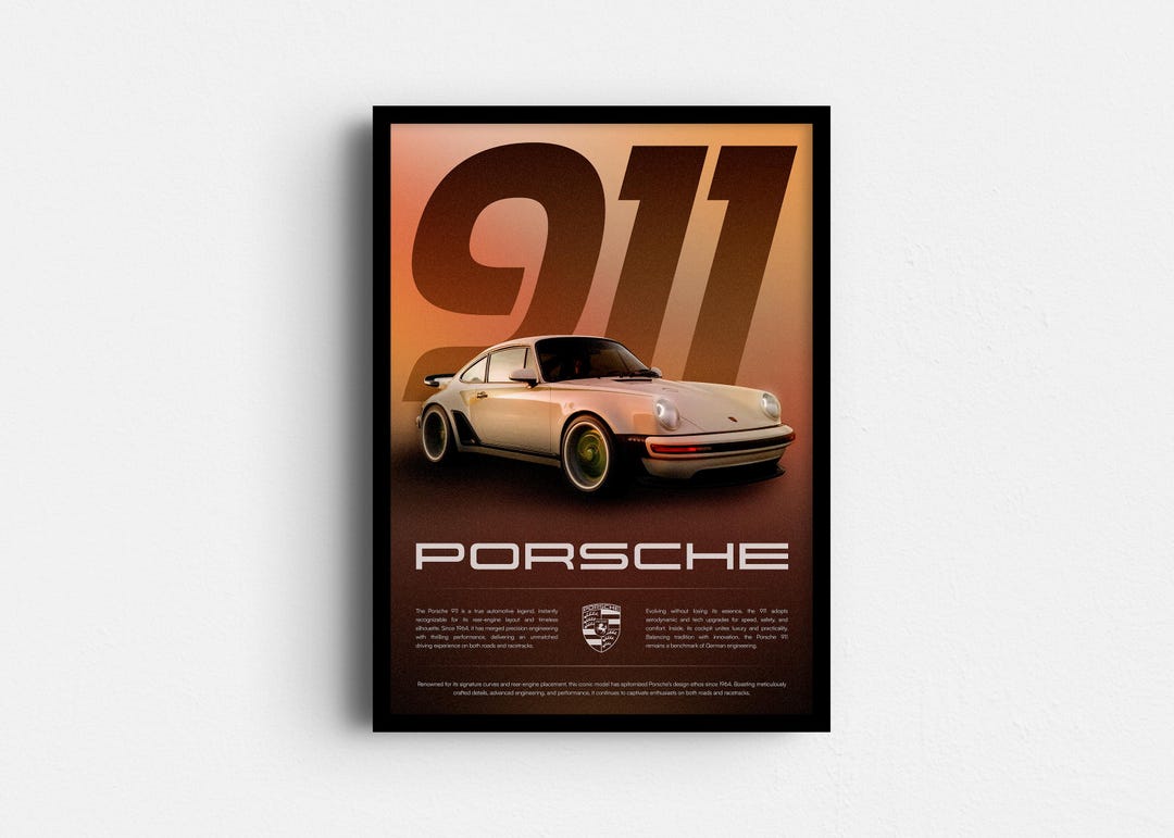 Porsche 911 Poster, Classic Car Wall Art, Vintage Porsche Decor ...