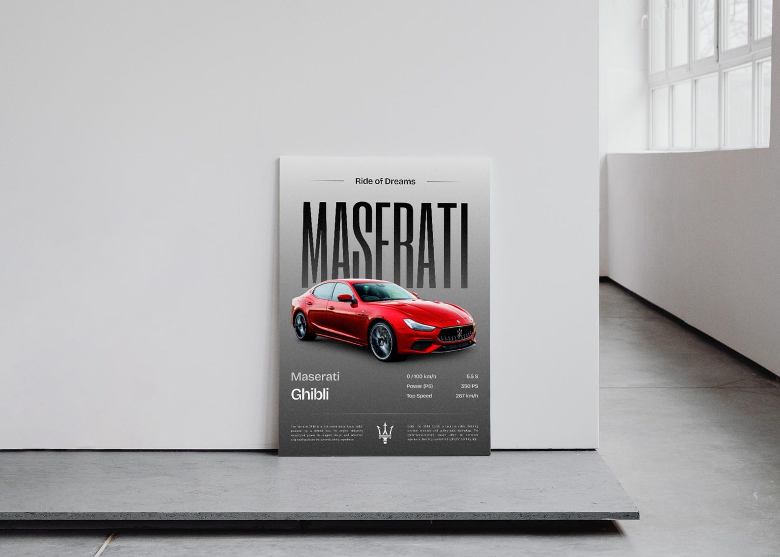 Maserati Ghibli Car Poster, Luxury Sports Car Print, Automotive Wall ...