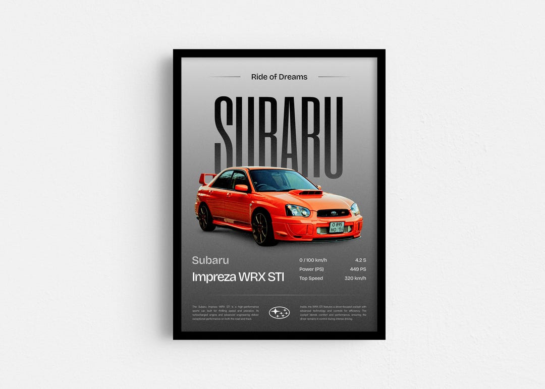 Subaru Impreza WRX STI Poster - JDM Car Wall Art - Sport Car Print ...