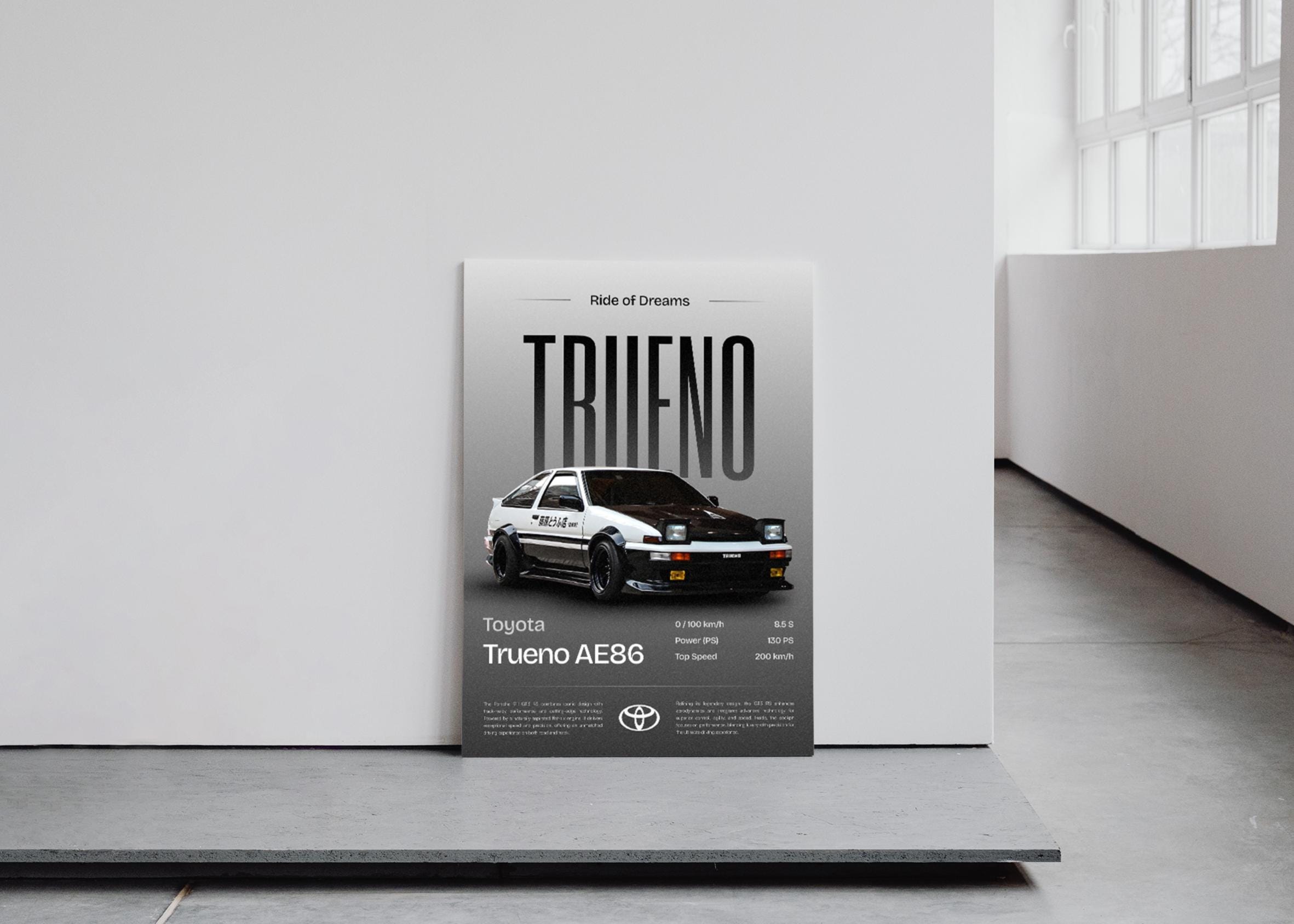 Initial D Trueno AE86 Poster, JDM Car Wall Art, Toyota AE86 Print ...