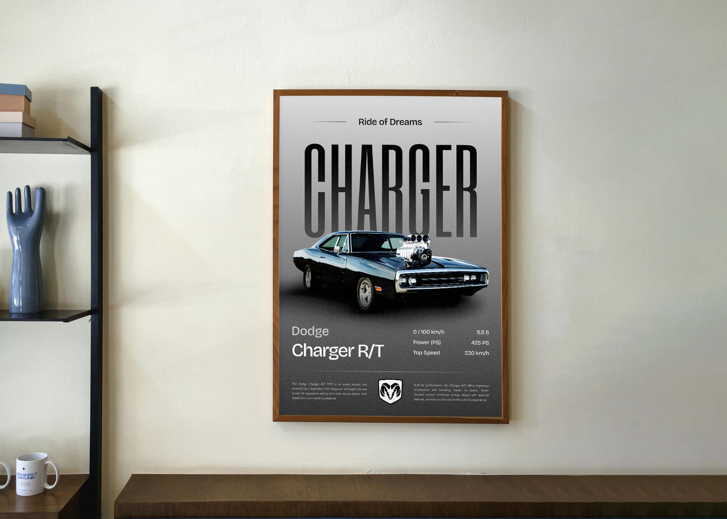 Dodge Charger SRT 1970 Poster, Classic American Muscle Car Wall Art ...