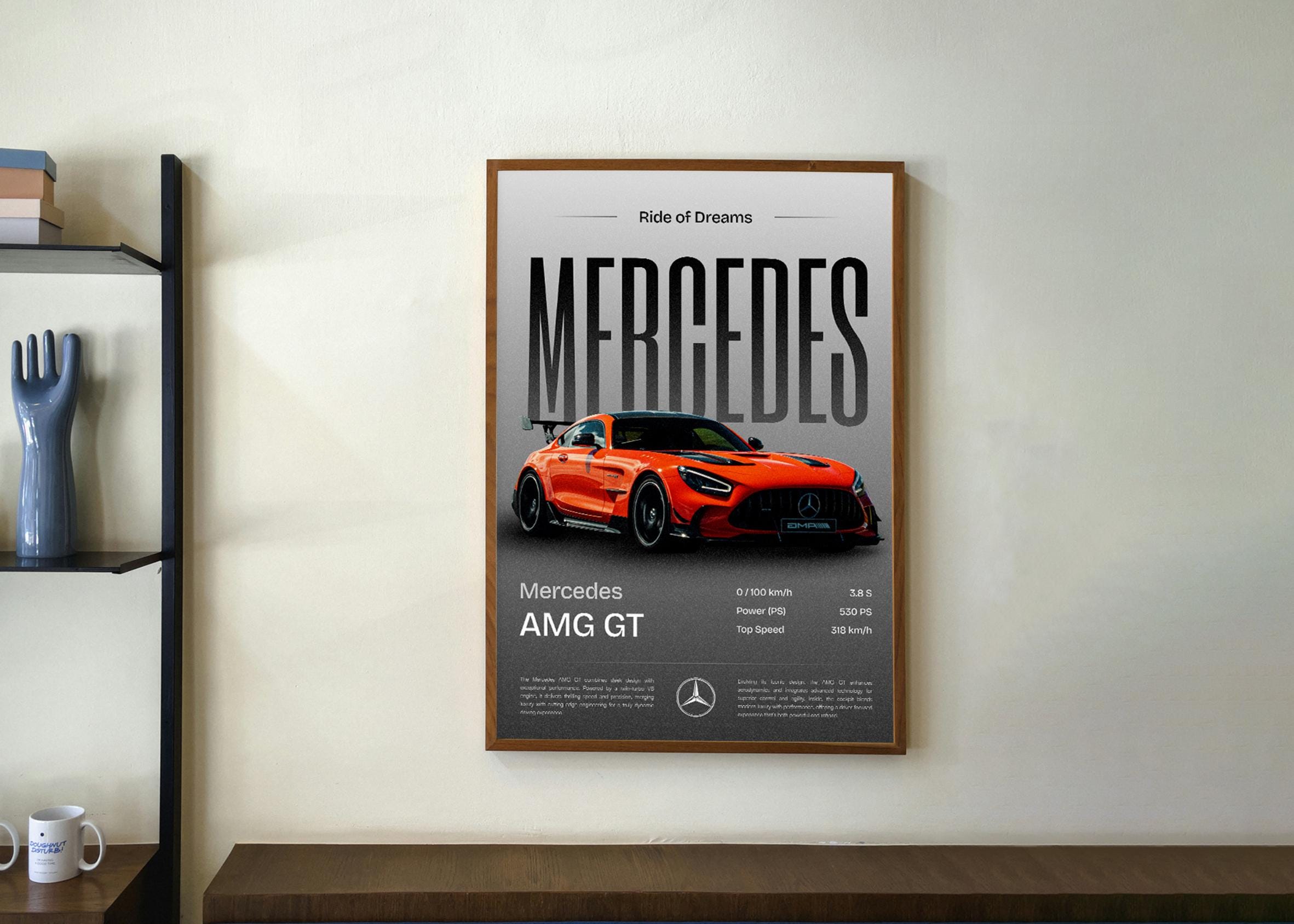 Mercedes Amg GT Poster, Sports Car Wall Art, AMG GT Wall Decorating ...