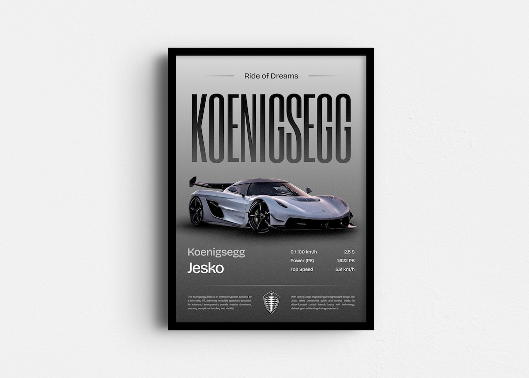 Koenigsegg Jesko Poster, Jesko Print, Car Print, Car Wall Art, Car ...