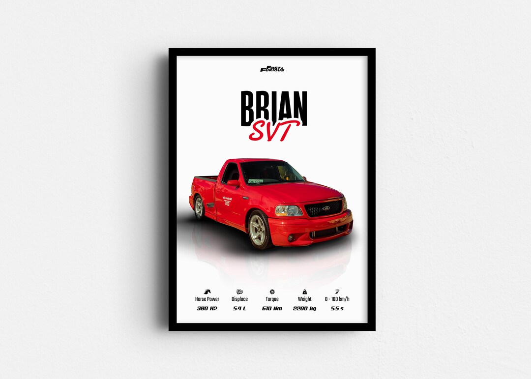 Brian SVT Red Truck - Custom Car Poster, Personalized Vehicle Design ...
